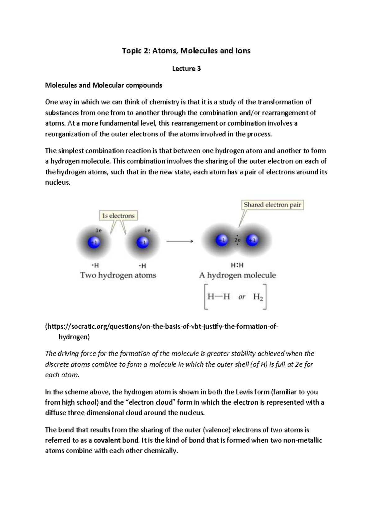 Lecture 3 - Read hard - Topic 2: Atoms, Molecules and Ions Lecture 3 ...