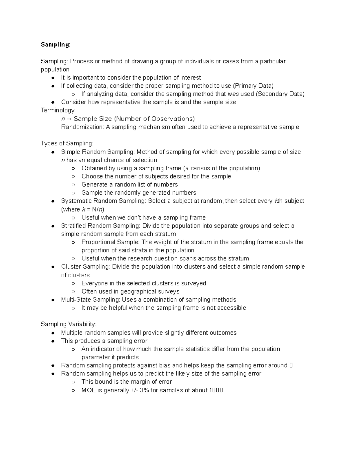 Sampling and Measurement - Sampling: Sampling: Process or method of ...