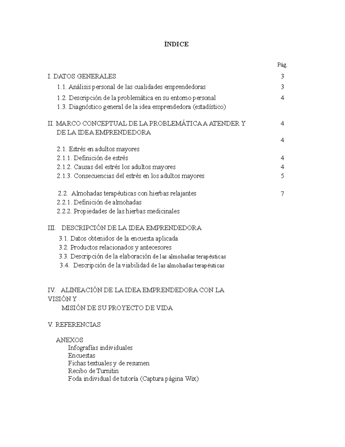 Ejemplo DE Índice Completo - ÍNDICE Pág. I. DATOS GENERALES 3 Análisis ...