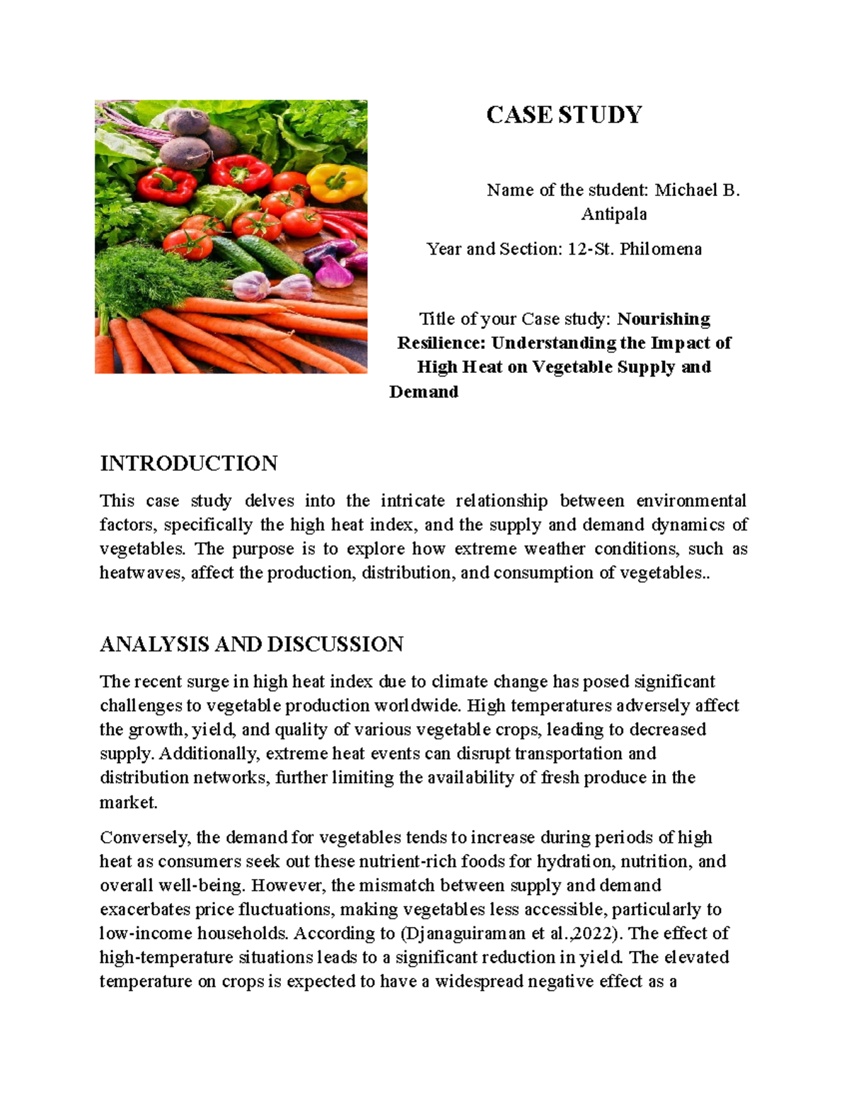 case study of mine - CASE STUDY Name of the student: Michael B ...