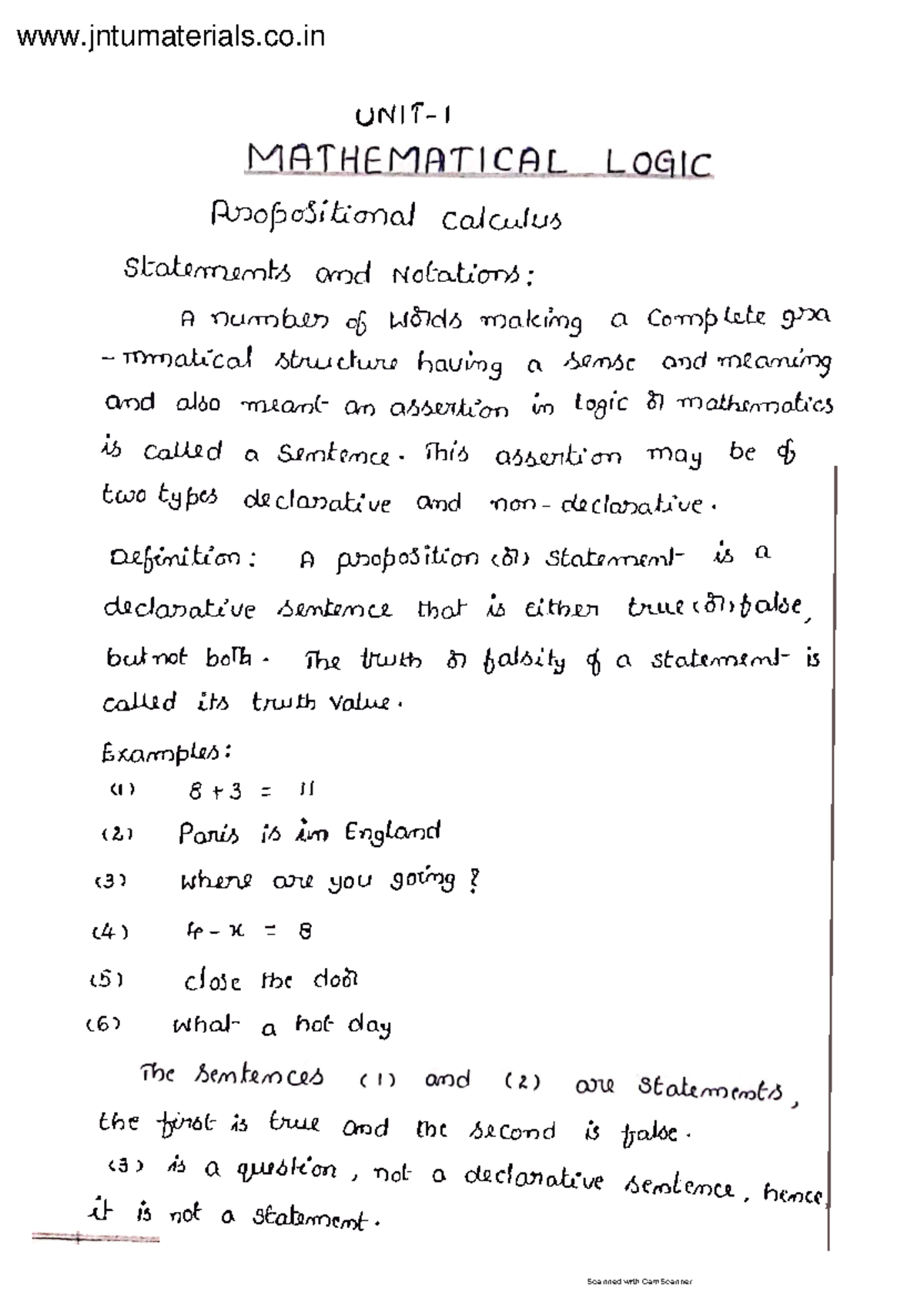 MFCS - UNIT-1 [www.jntumaterials - UN( f- I P- p 0'5 i b: an al Ca.,J ...