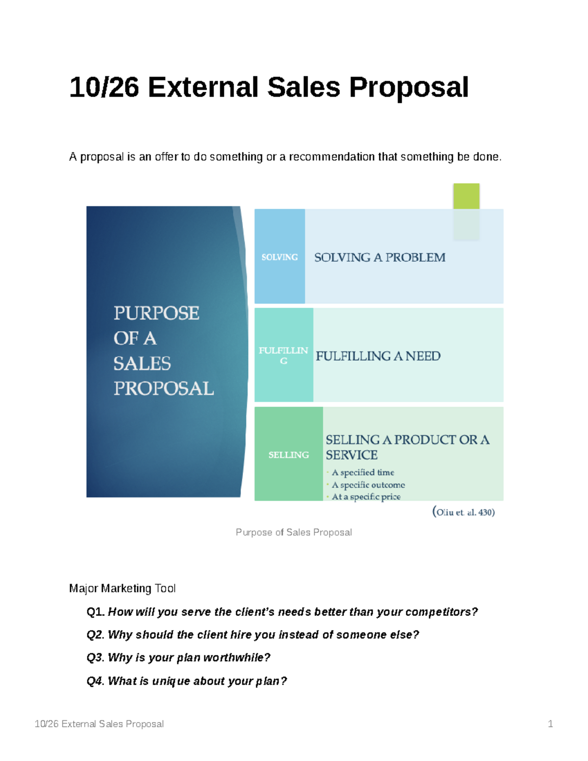 1026 External Sales Proposal - 10/26 External Sales Proposal A proposal ...