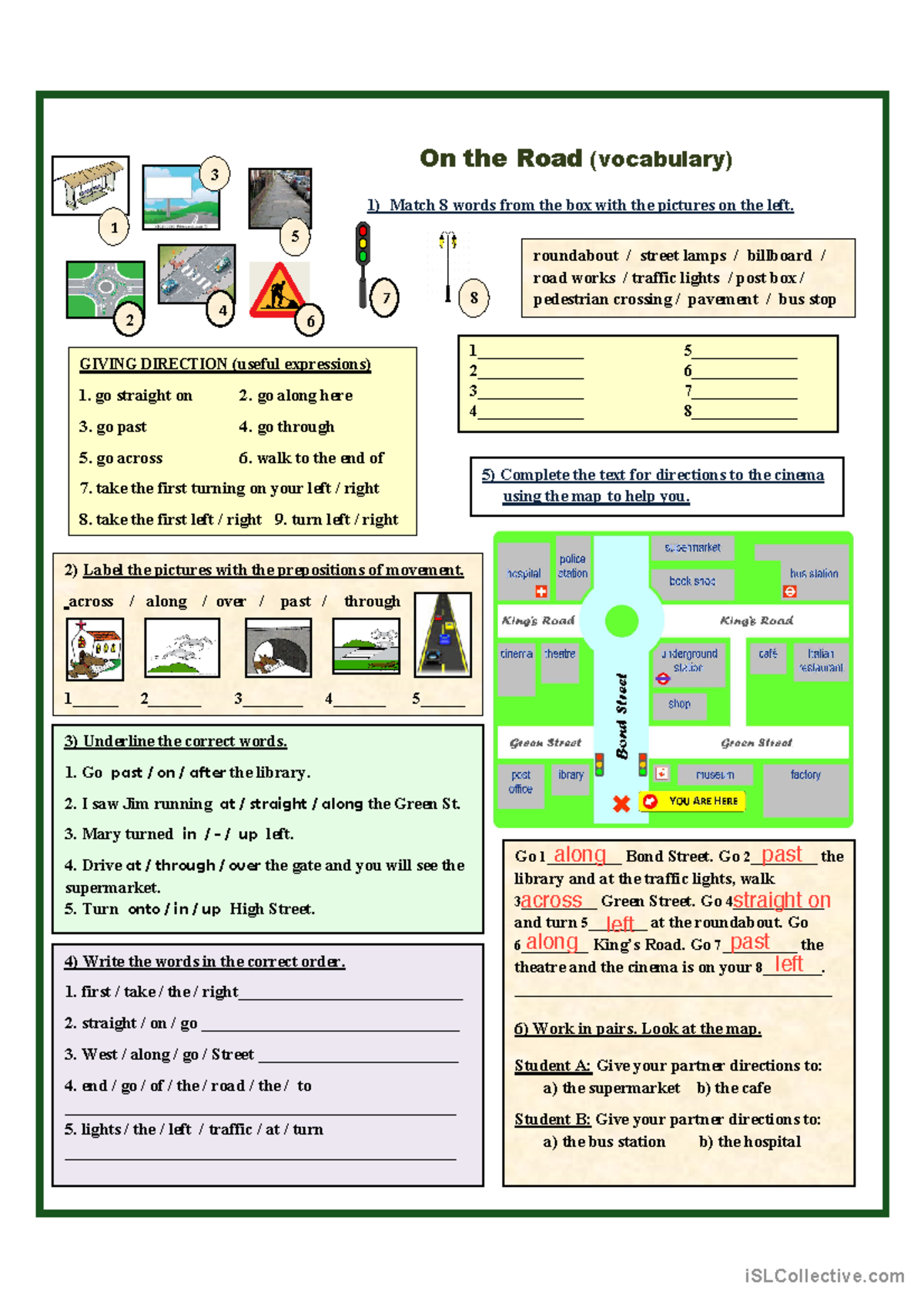 On the Road (vocabulary) - On the Road (vocabulary) Match 8 words from ...