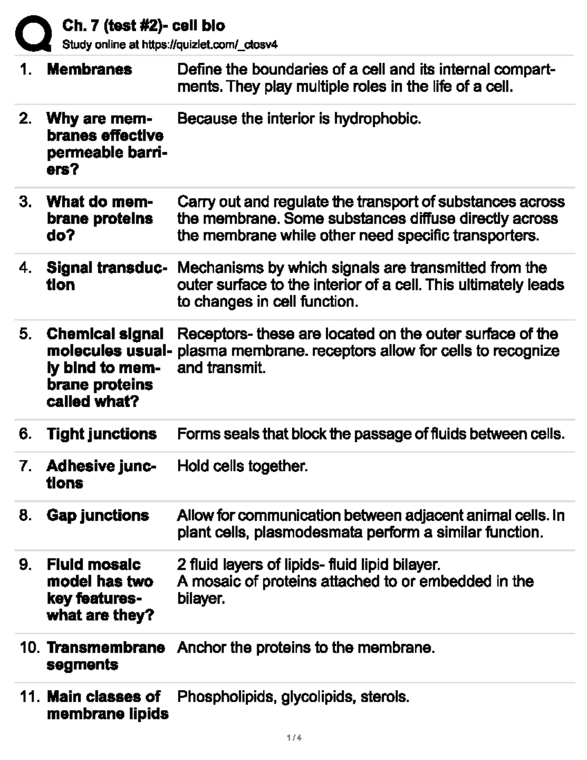 Cb6 - Cell Biology Notes. - PCB 3023C - Studocu