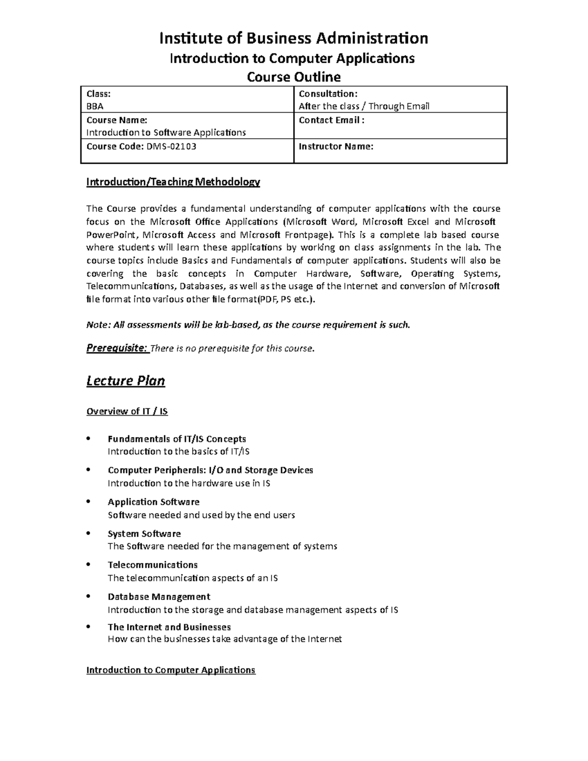 Software applications - Institute of Business Administration ...