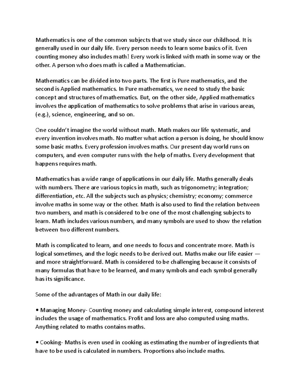 Writing Skills Assessment - Mathematics is one of the common subjects ...