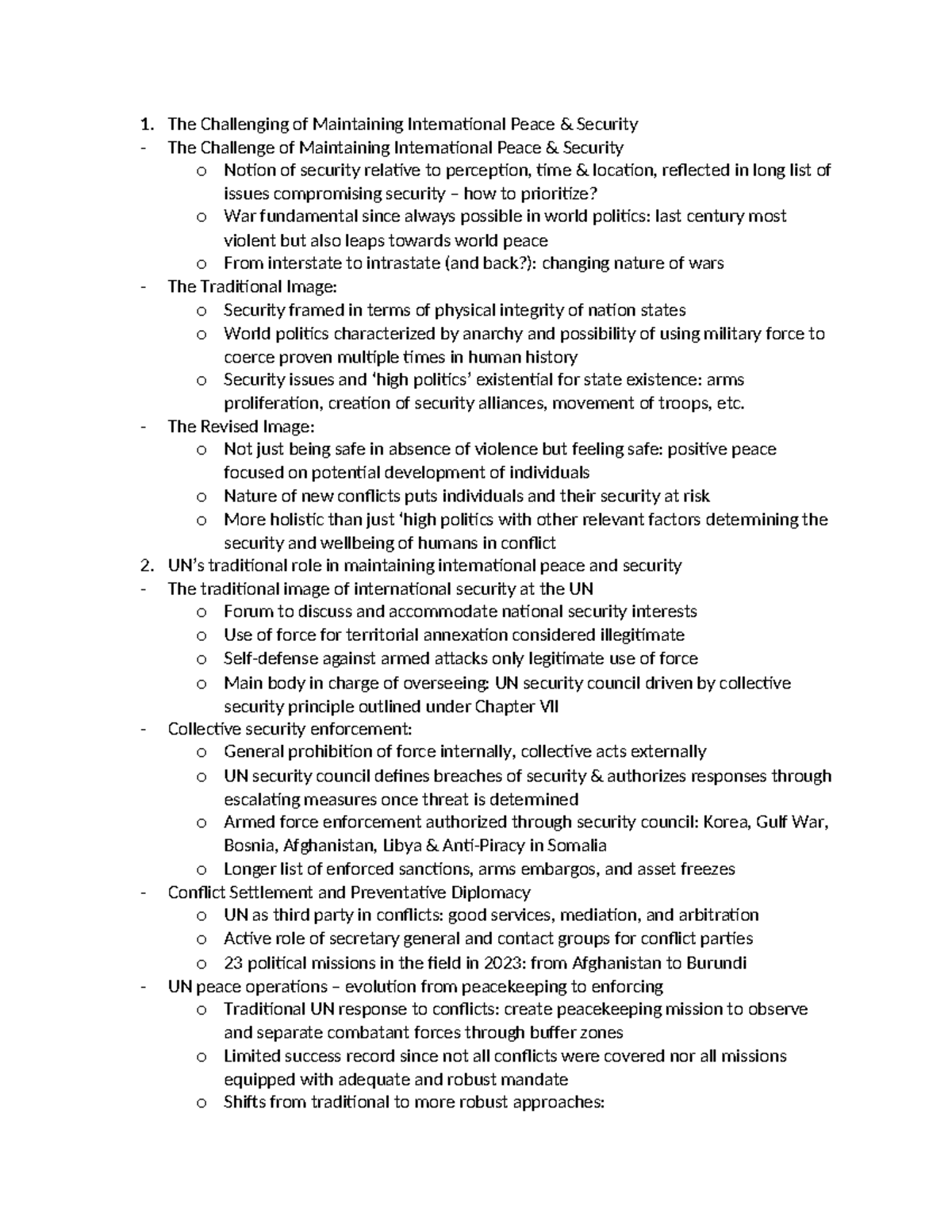 UN Peace and Security challenges notes - 1. The Challenging of ...