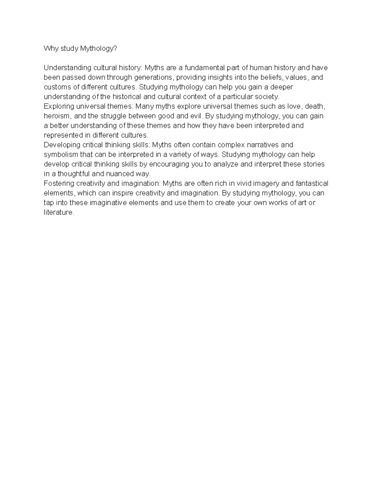 Why study Mythology - Why study Mythology? Understanding cultural ...