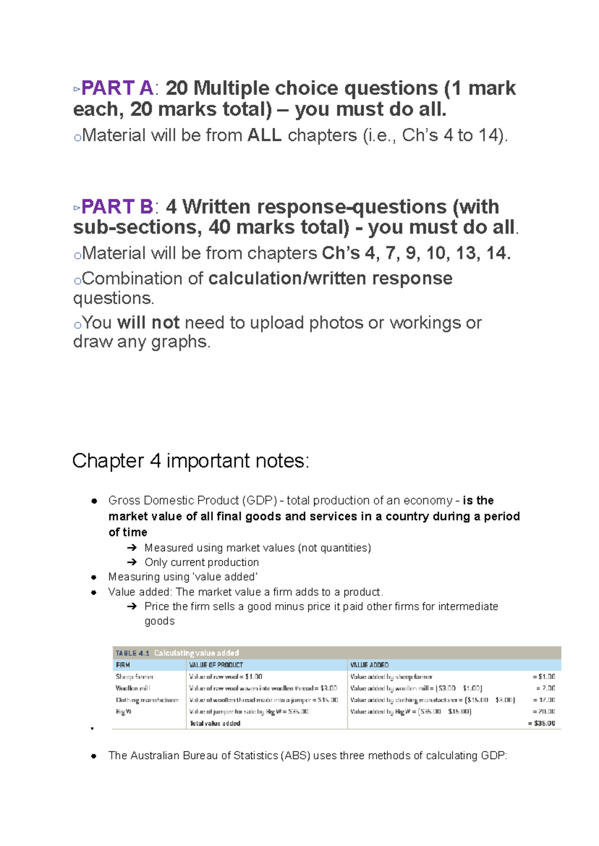 Macro EXAM Notes - PART A: 20 Multiple choice questions (1 mark each ...