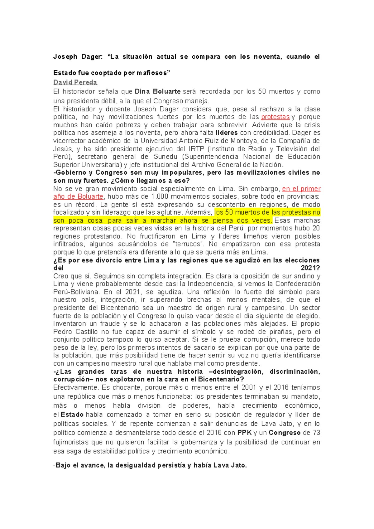 La situacion actual se compara con los noventas - El historiador y ...