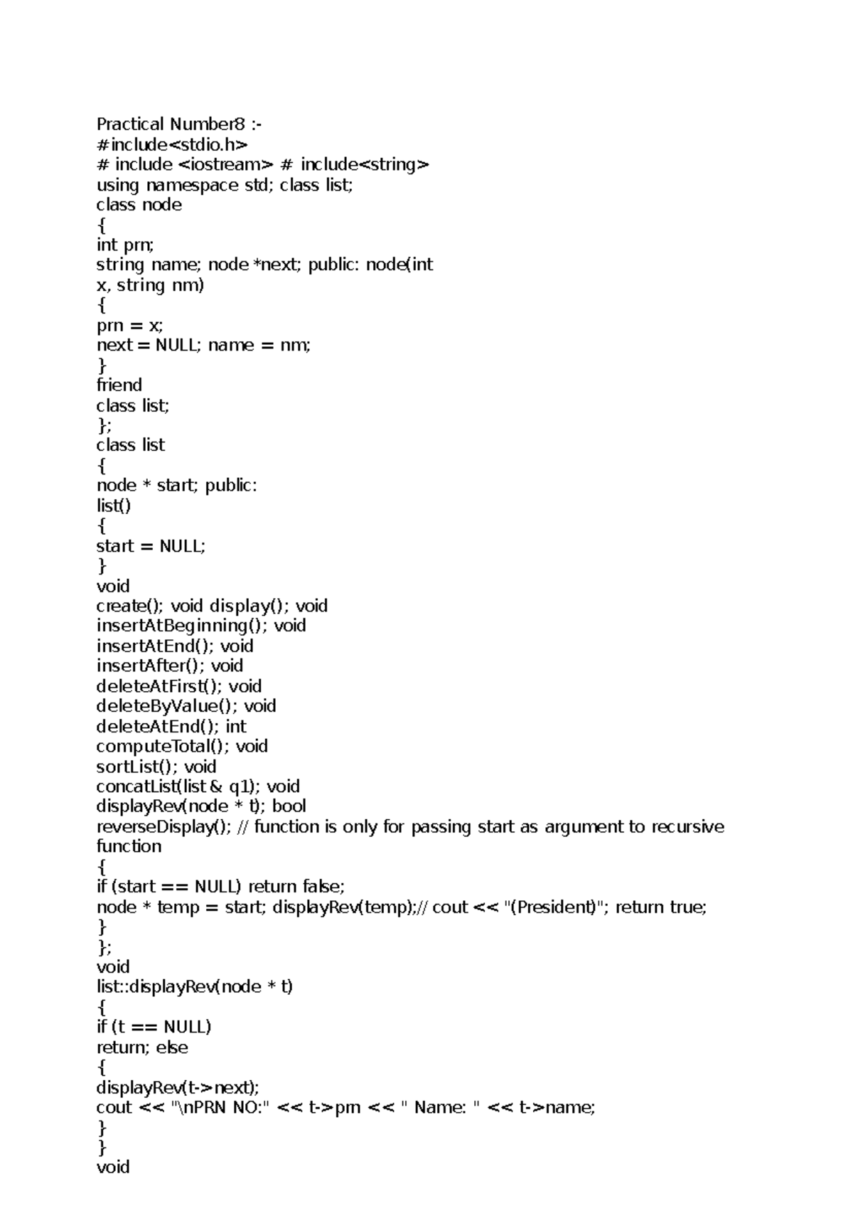 Practical Number 8 - ,daod - Practical Number8 :- #include include # - Studocu