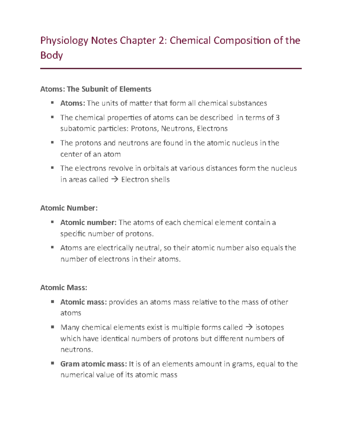 Chapter 2: Chemical Composition of the body - Physiology Notes Chapter ...