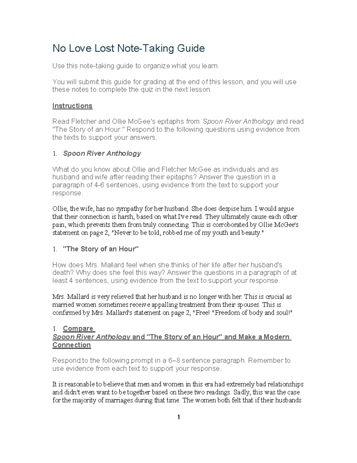 03.09_No_Love_Lost.pdf - No Love Lost Note-Taking Guide Use this note ...