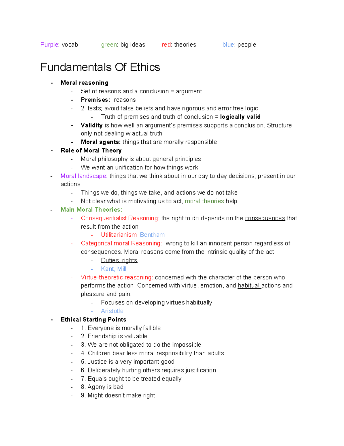 First Section of Ethics and Education Notes - vocab big ideas theories ...