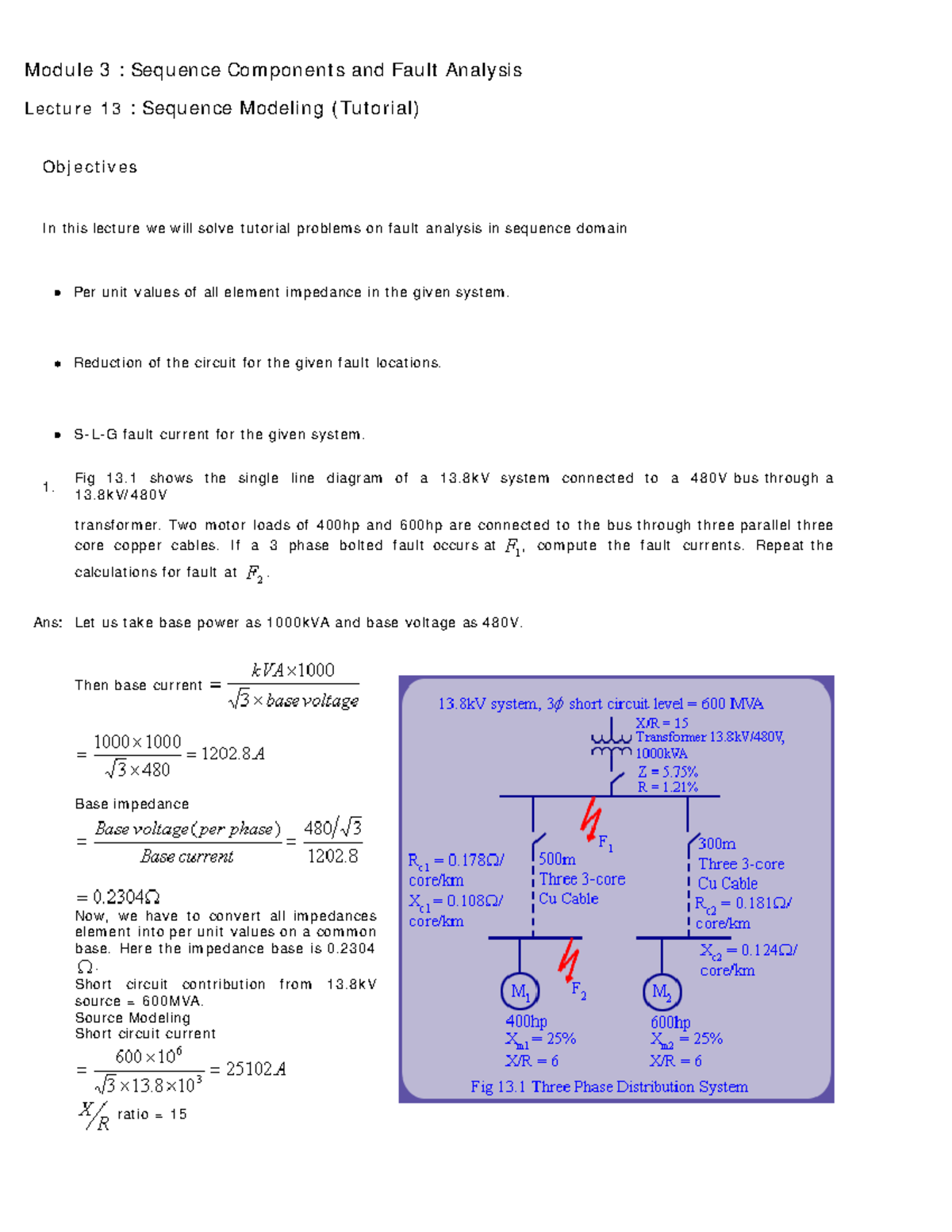 Lecture-13 - Sequence Components and Fault Analysis: Sequence Modeling (Tutorial) - Module 3 ...