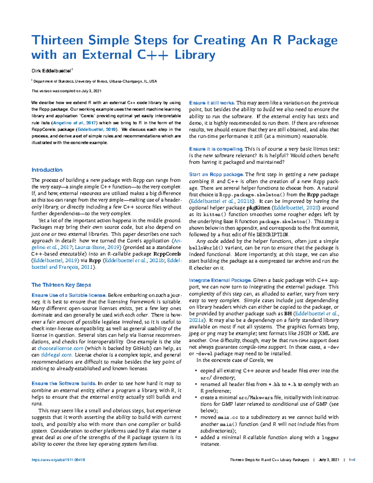 Rcpp-libraries - Description is required - Thirteen Simple Steps for ...