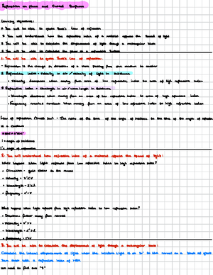 Reflection at a plane and curved surface revision doc - OPT403 - Studocu