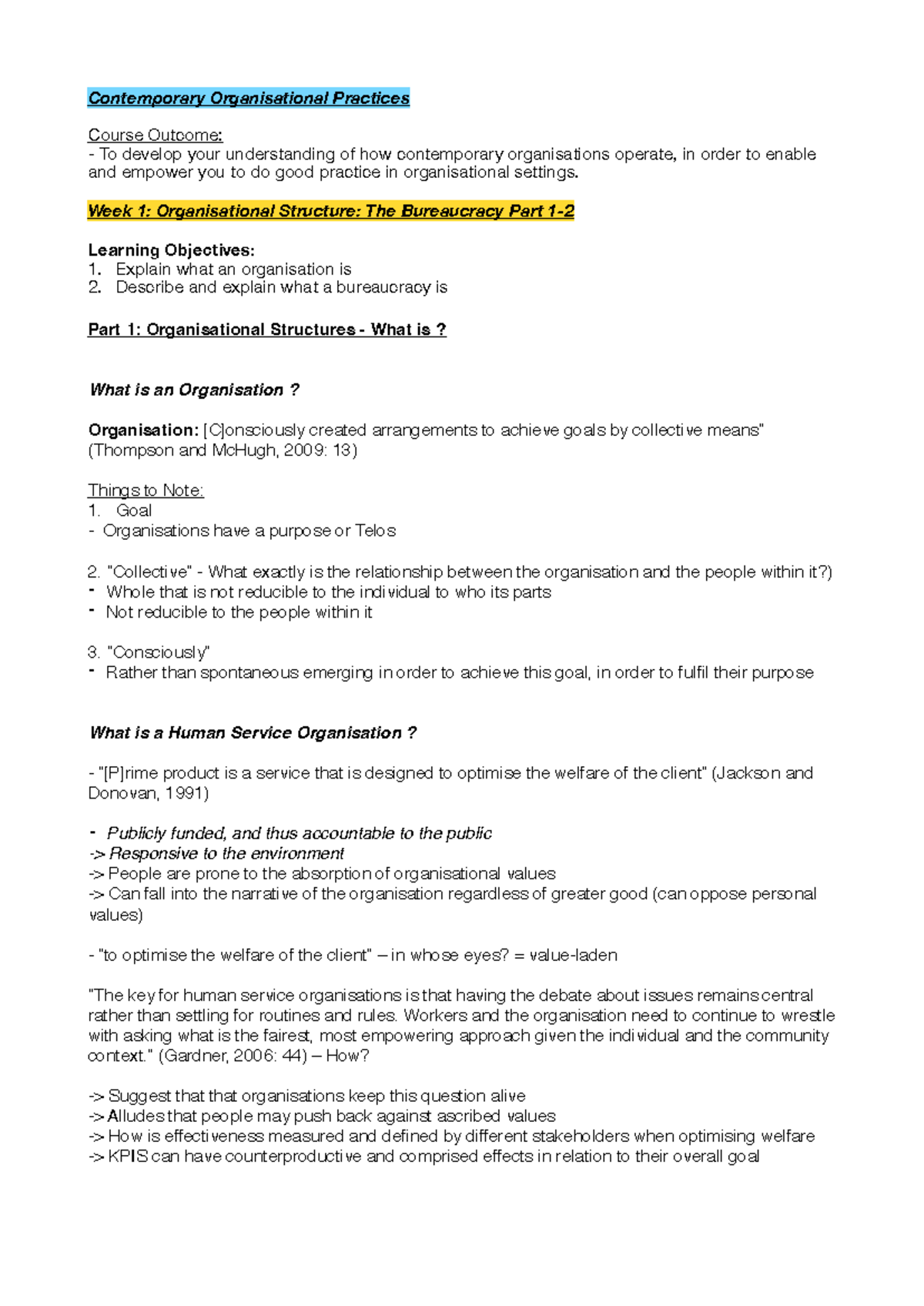 Contemporary Organisational Practices Week 1 - Contemporary ...