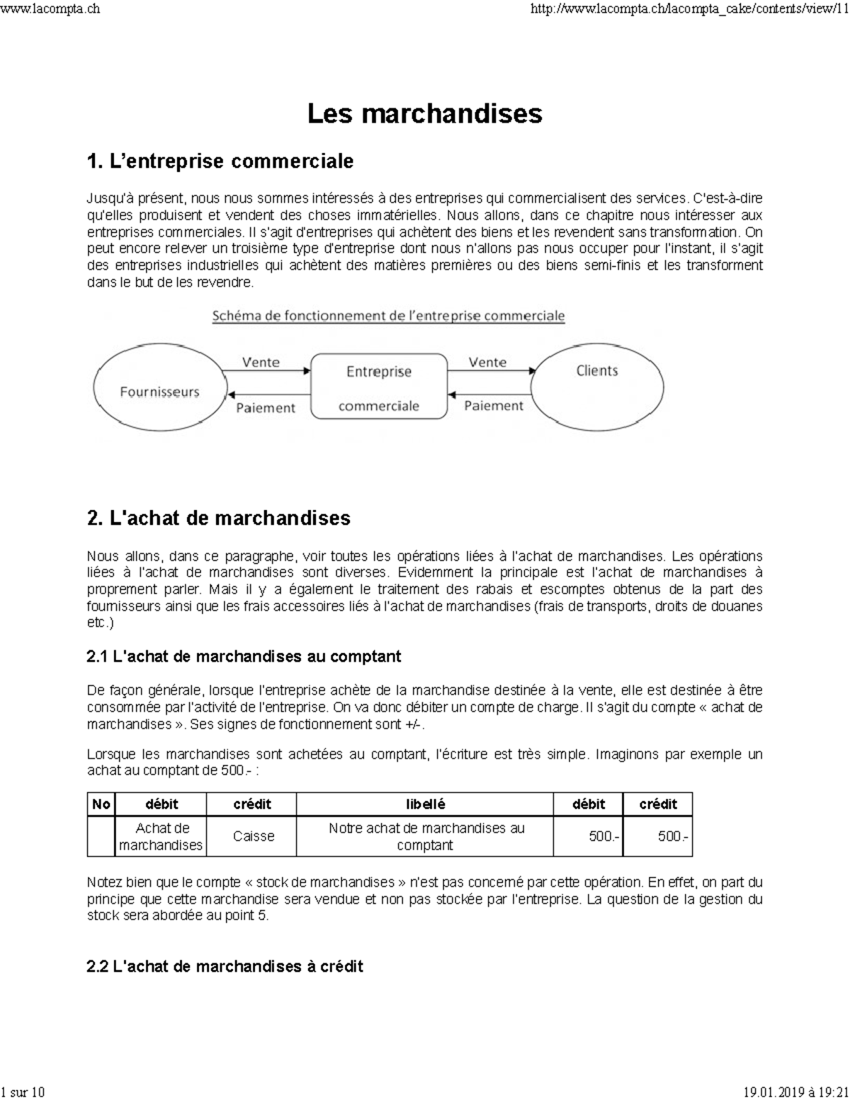 Les marchandises - Résumé Comptabilité de gestion - Les marchandises 1 ...