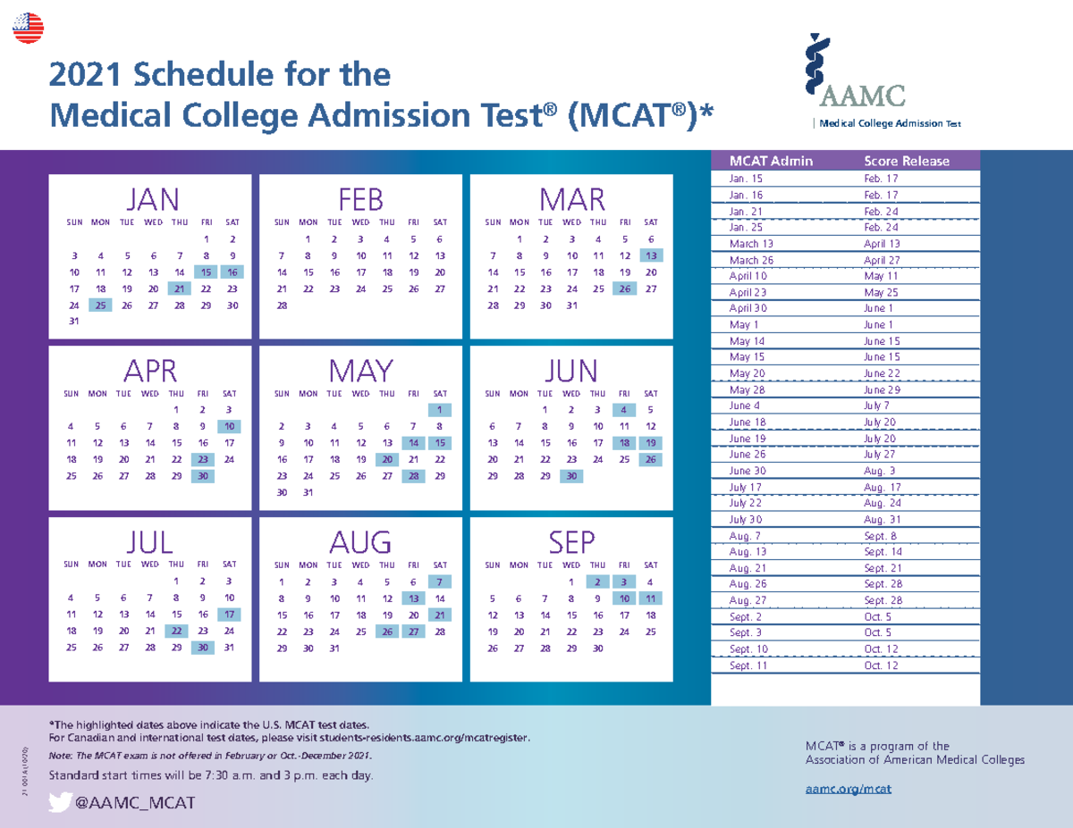MCAT schedule ddds - Medical College Admission Test 2021 Schedule for ...