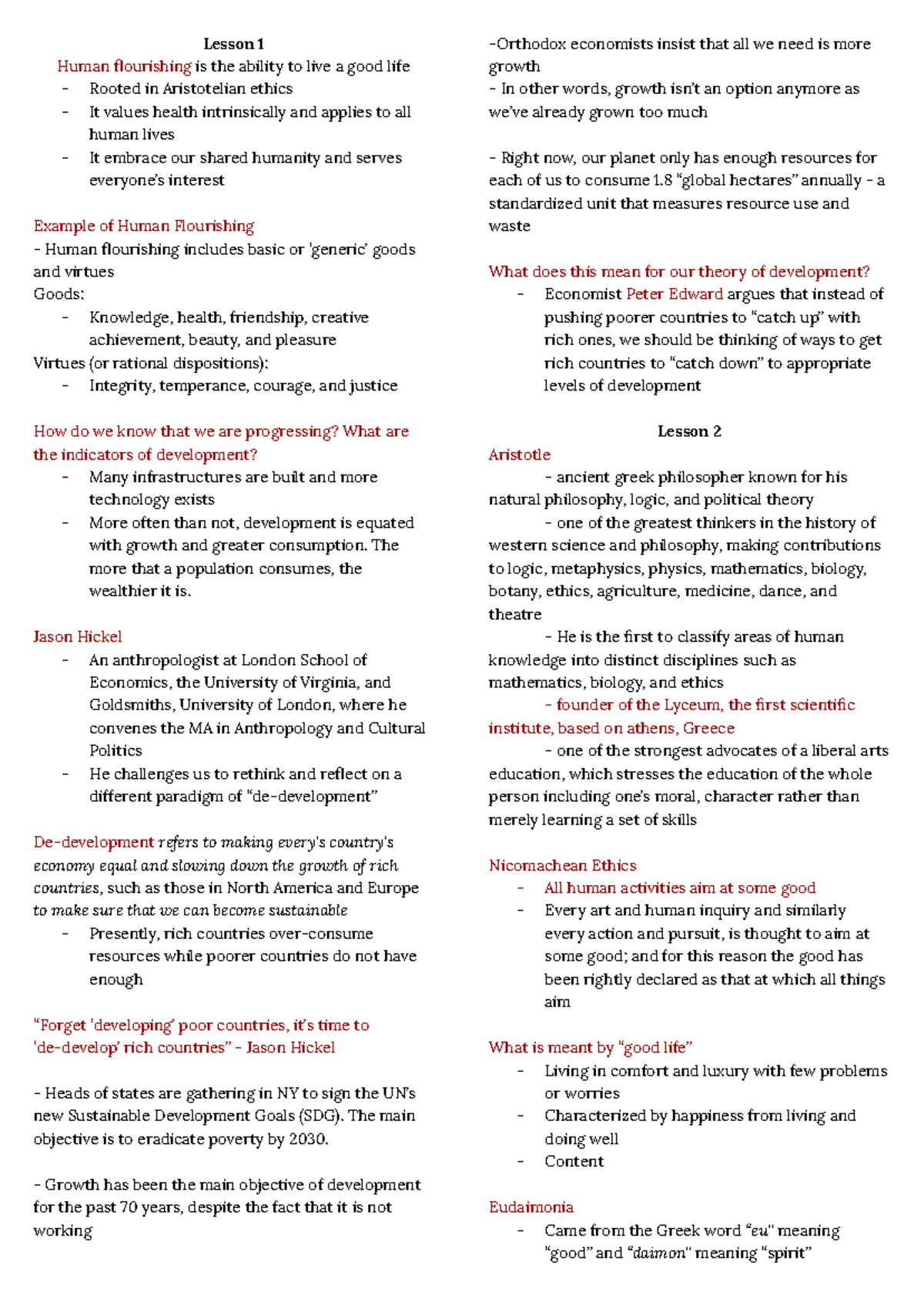 Midterms-STS - notes - Lesson 1 Human flourishing is the ability to ...