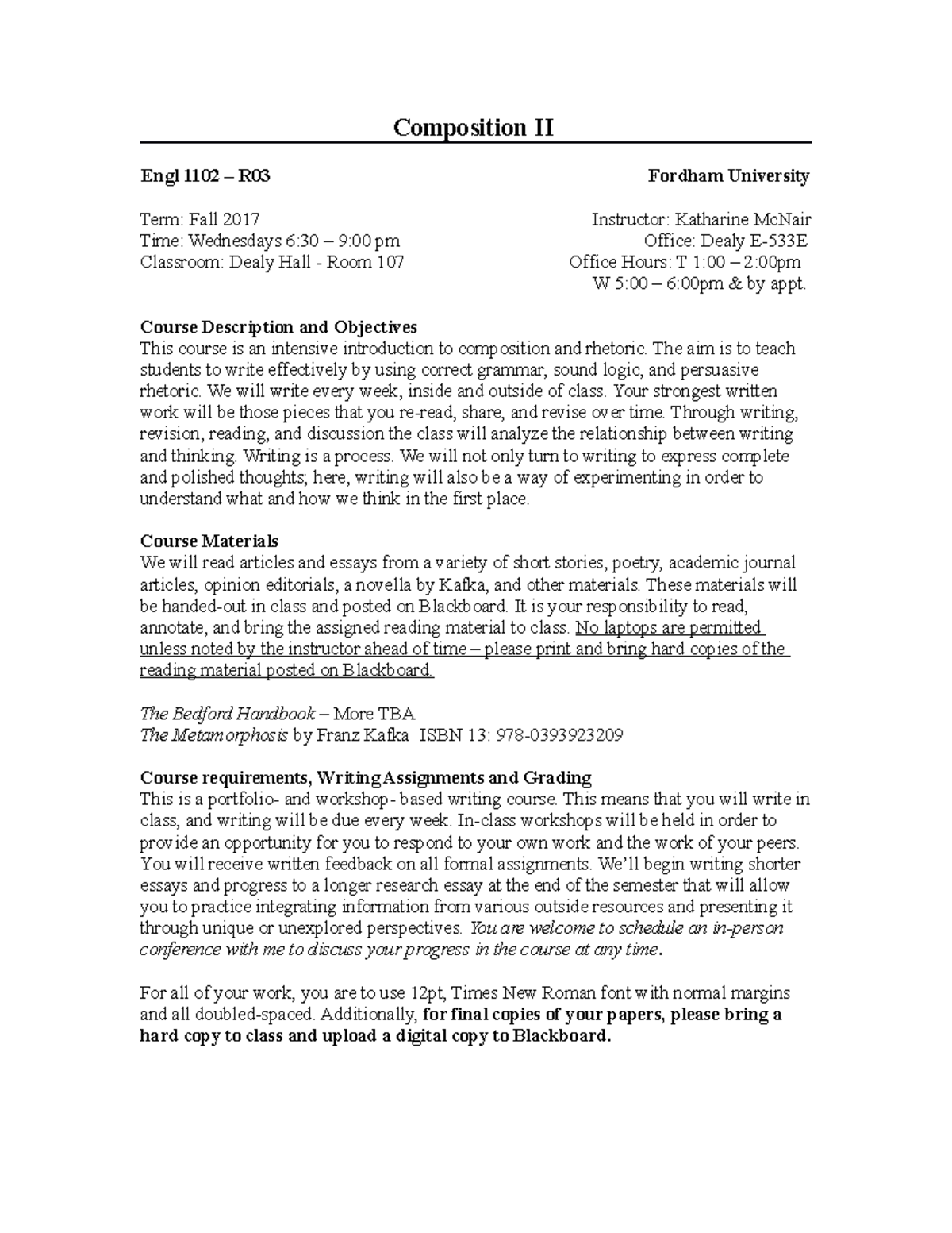 Composition II R54 Spring 2018 syllabus - Composition II Engl 1102 ...