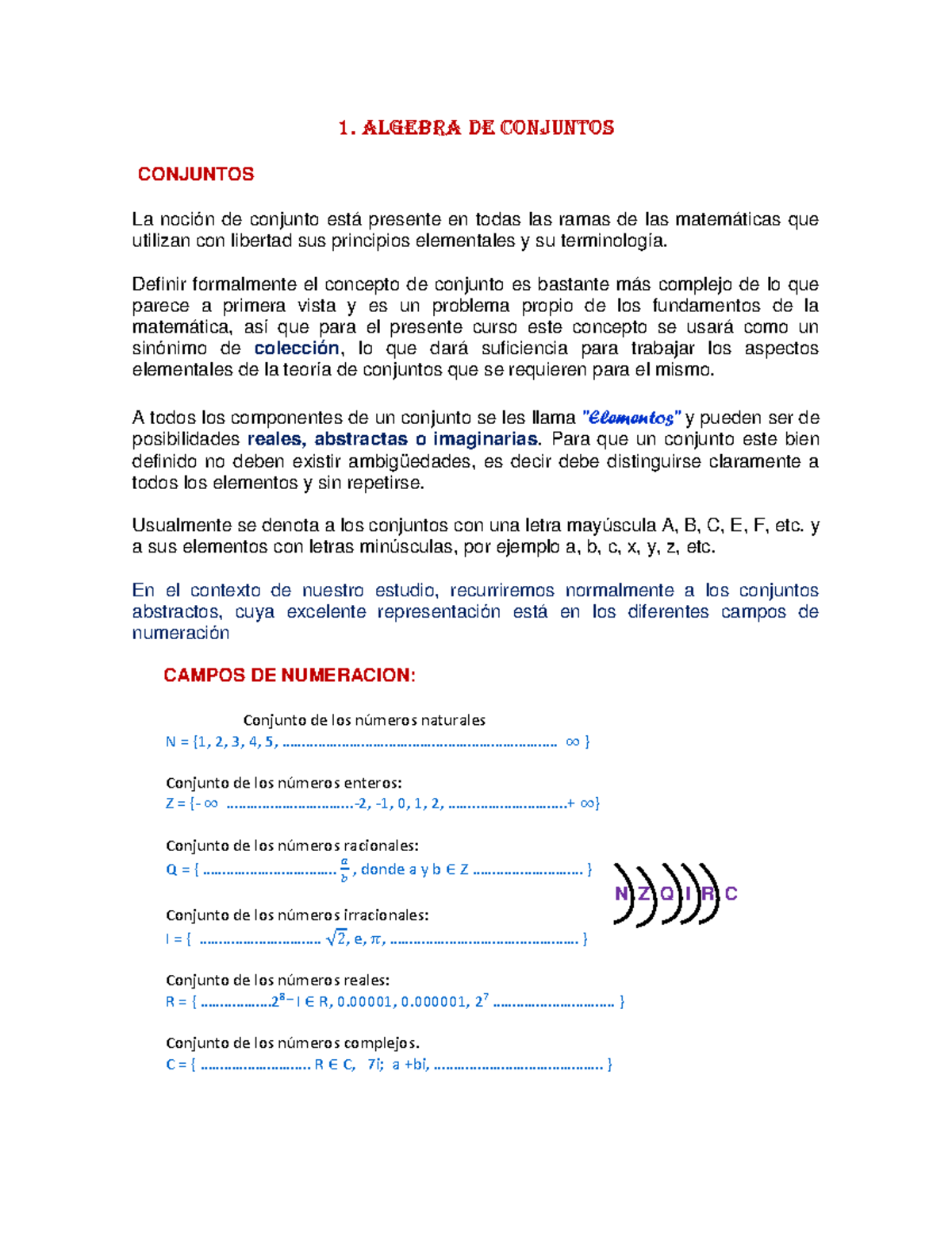 Tema 1 - Tema de desarroyo - 1. algebra de conjuntos CONJUNTOS La ...