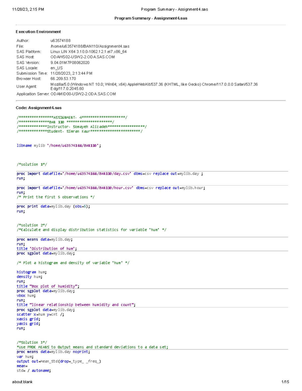 Program Summary - Assignment 4 - Program Summary - Assignment4 Execution Environment Author: u ...