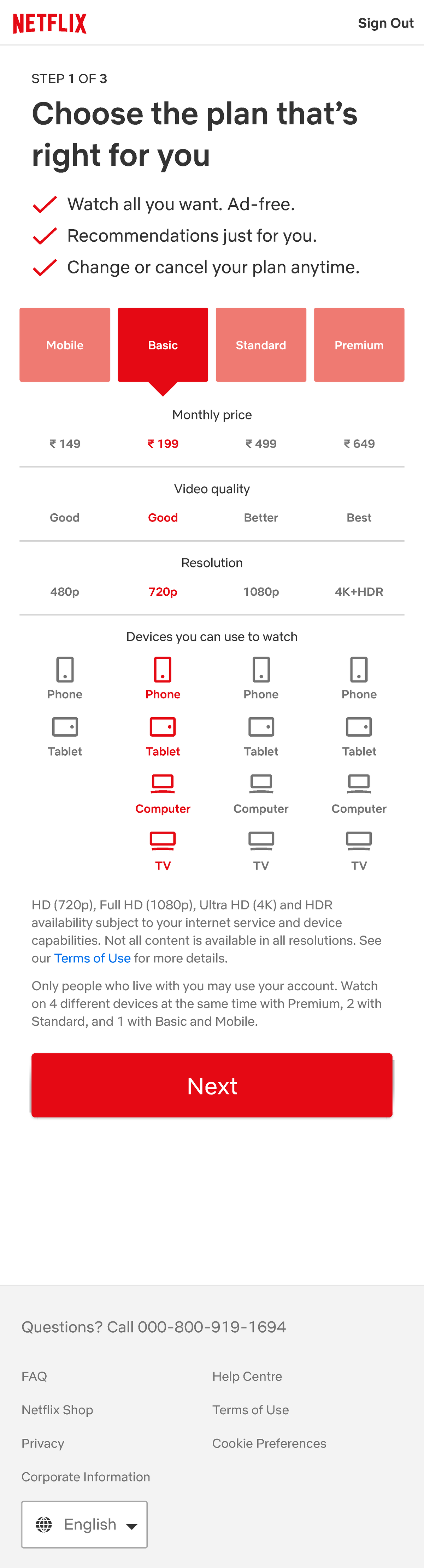 Netflix - STEP 1 OF 3 Choose the plan that’s right for you Watch all ...