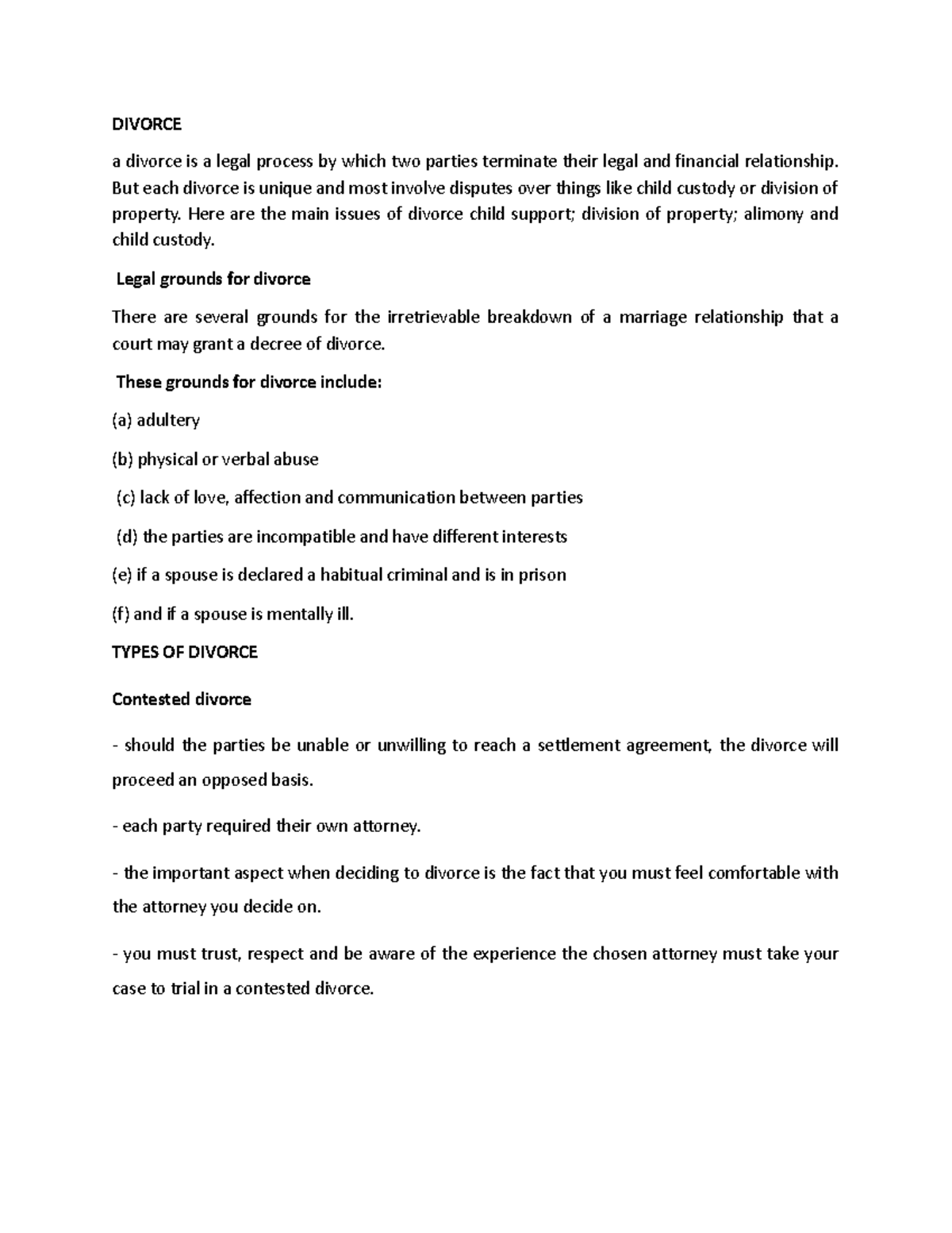 Divorce 23 - DIVORCE a divorce is a legal process by which two parties ...