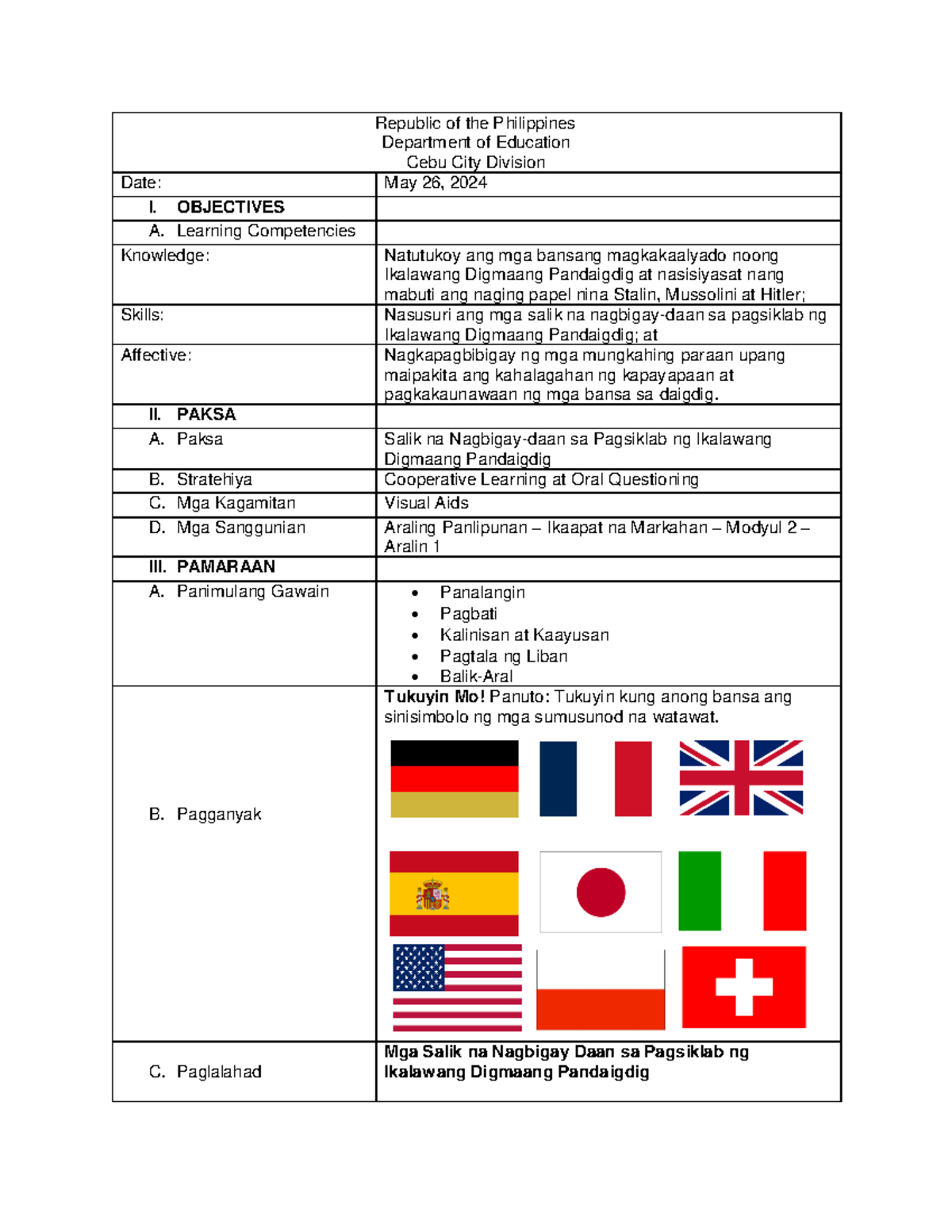 Lesson Plan - 1 - Final - Republic of the Philippines Department of ...