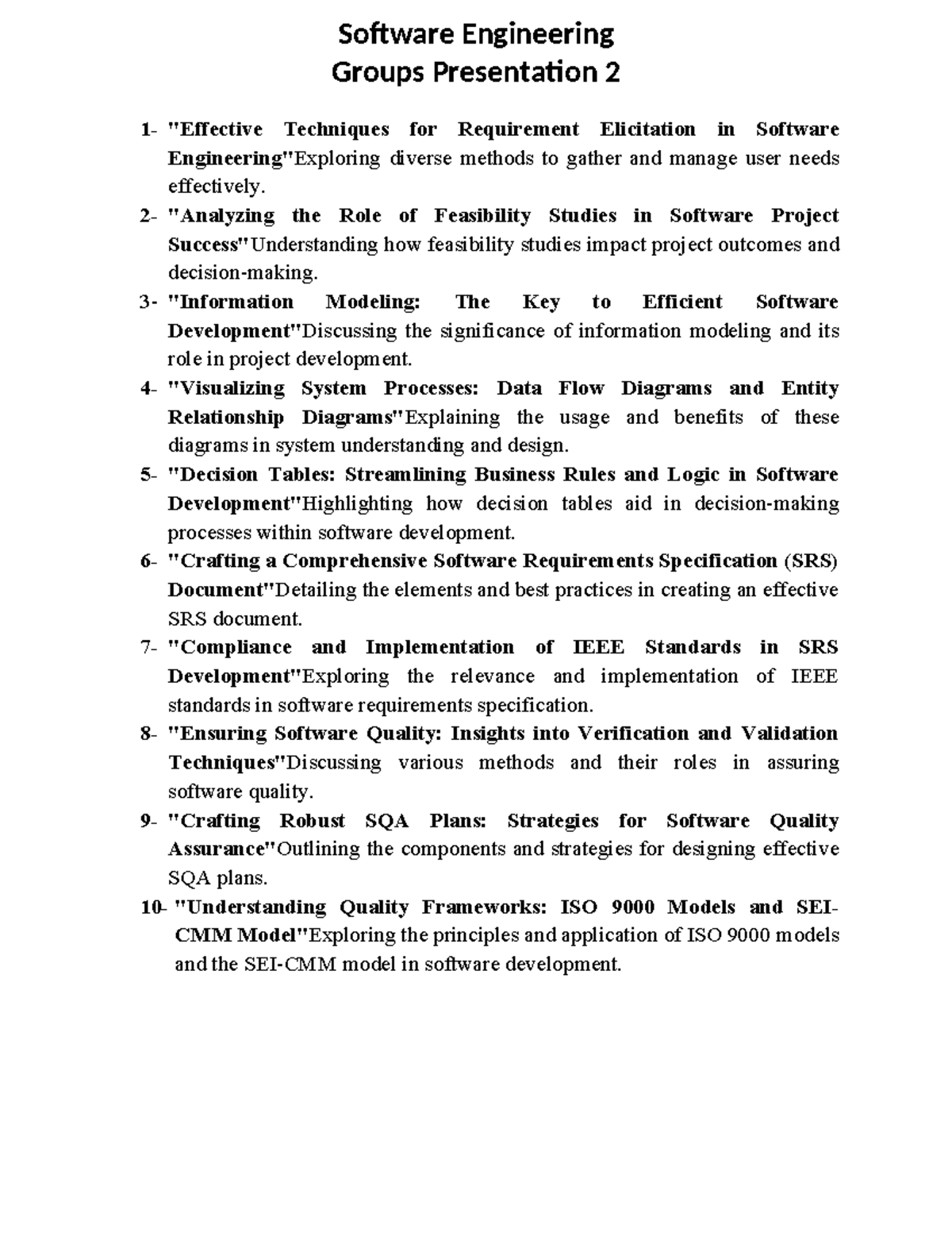 Se group 2 - Software Engineering Groups Presentation 2 1- "Effective ...