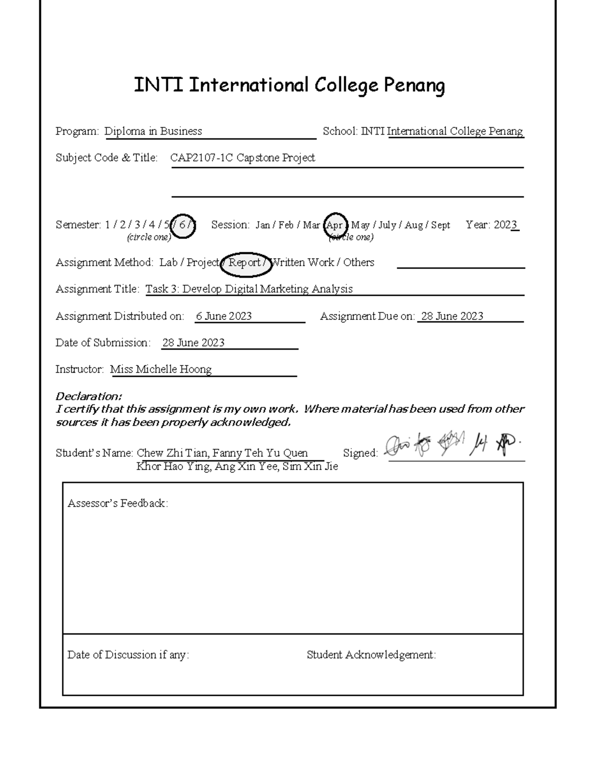 Task 3 Full - cap stone - INTI International College Penang Program ...