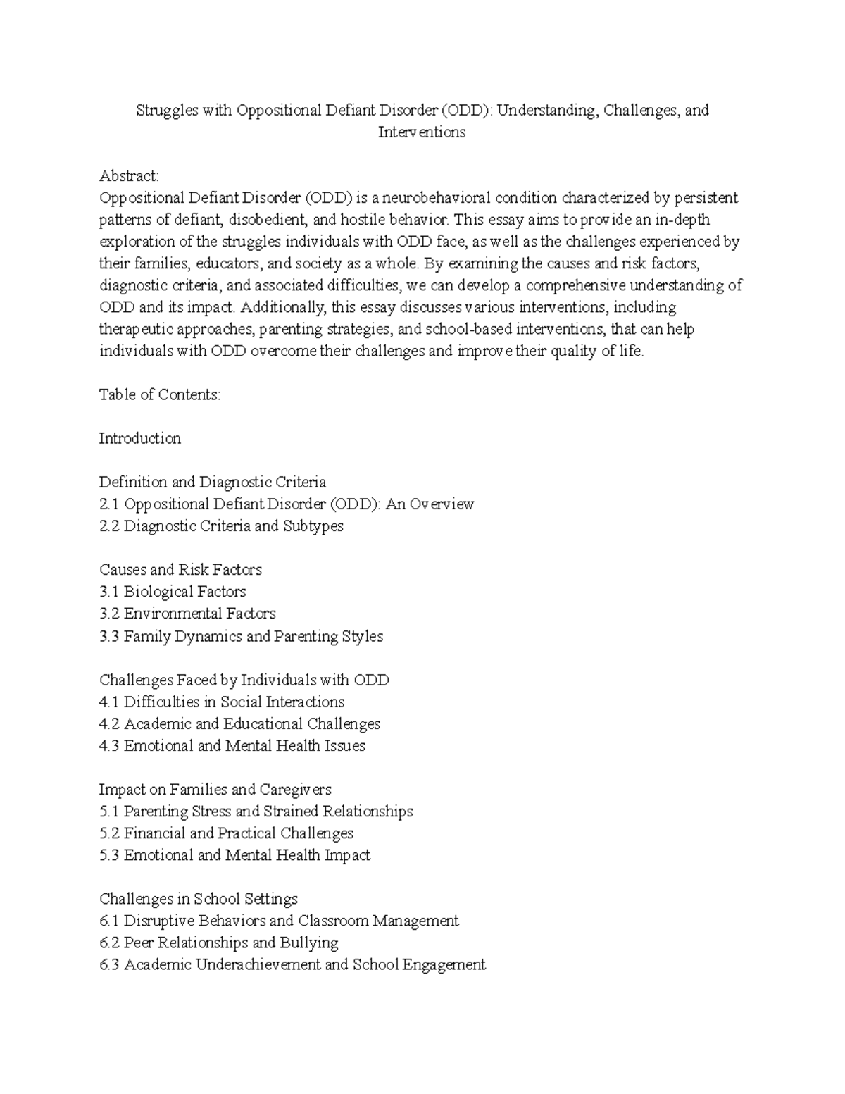 Struggles with Oppositional Defiant Disorder (ODD) Understanding ...