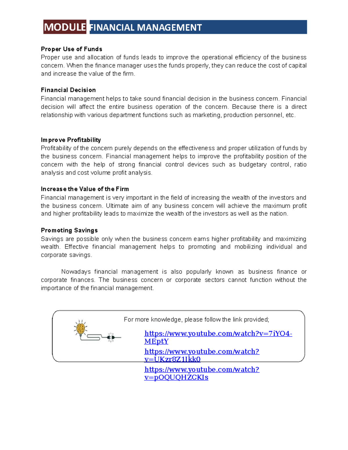 5 Module Financial Management - MODULE FINANCIAL MANAGEMENT Proper Use ...