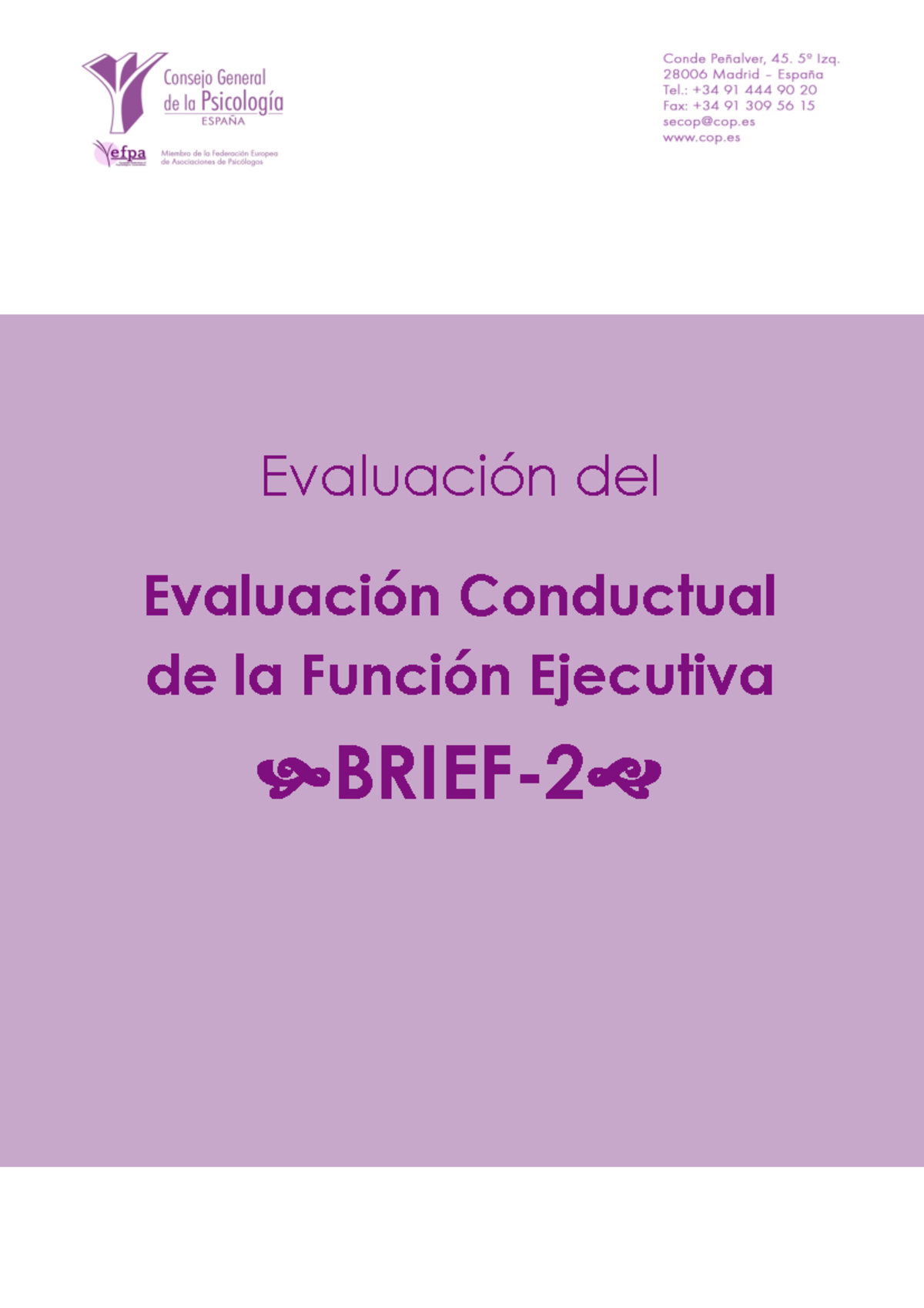 Descripción Brief-2 - test - Evaluación del Evaluación Conductual de la ...