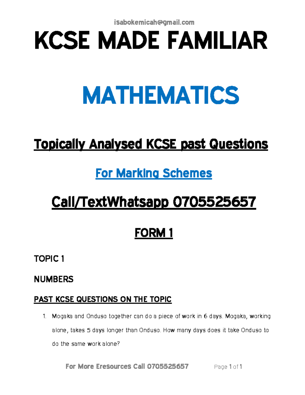Maths made familiar questions - KCSEMADEFAMILIAR MATHEMATICS ...