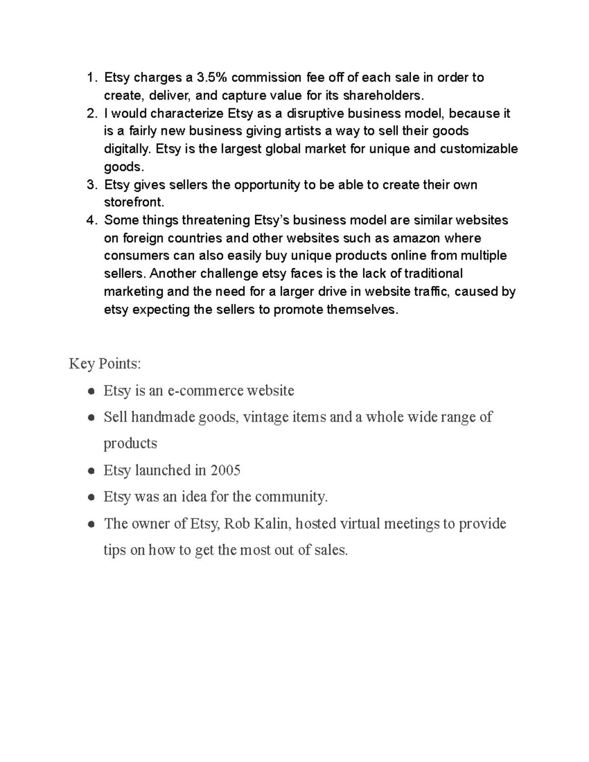 EEE-2023- Etsy Case Study - Etsy charges a 3% commission fee off of ...