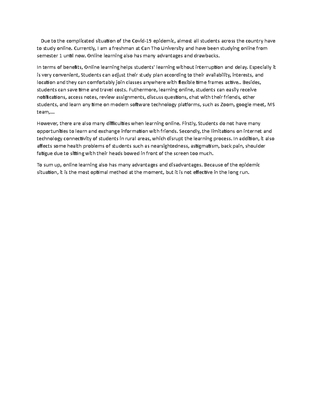 Writing - Due to the complicated situation of the Covid-19 epidemic ...