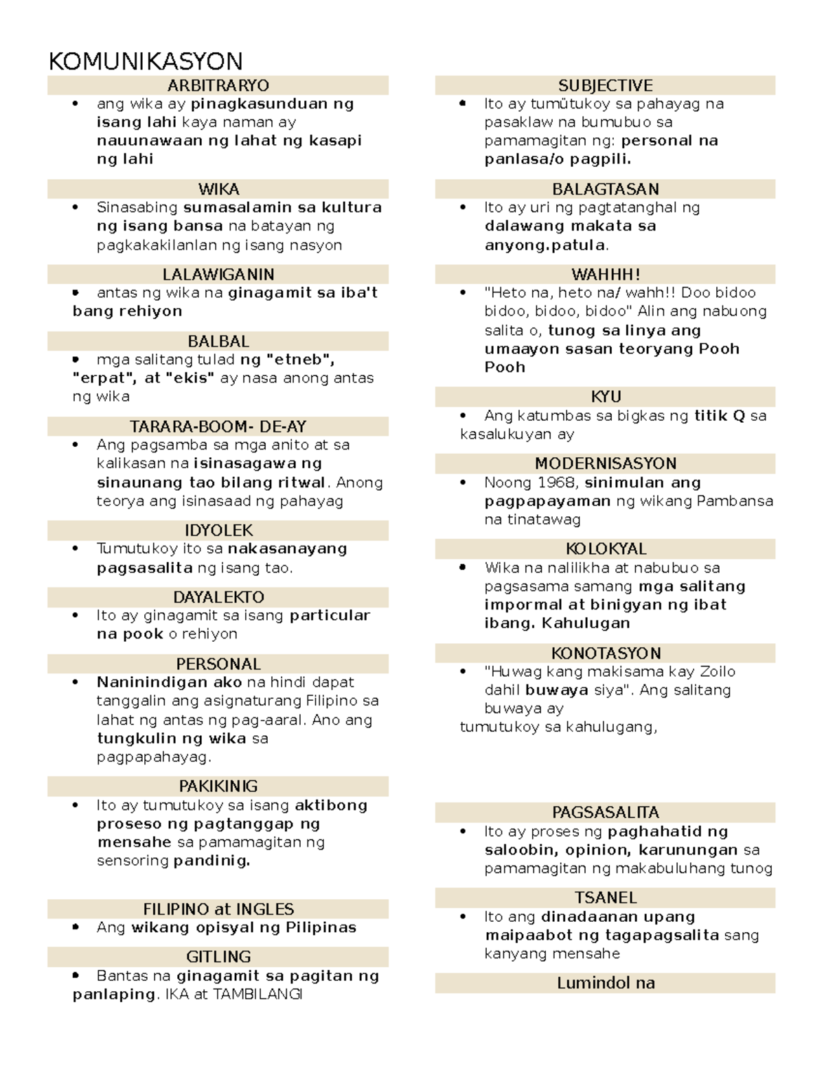 Komunikasyon SA Akademikong Filipino Course Assessment Reviewer ...