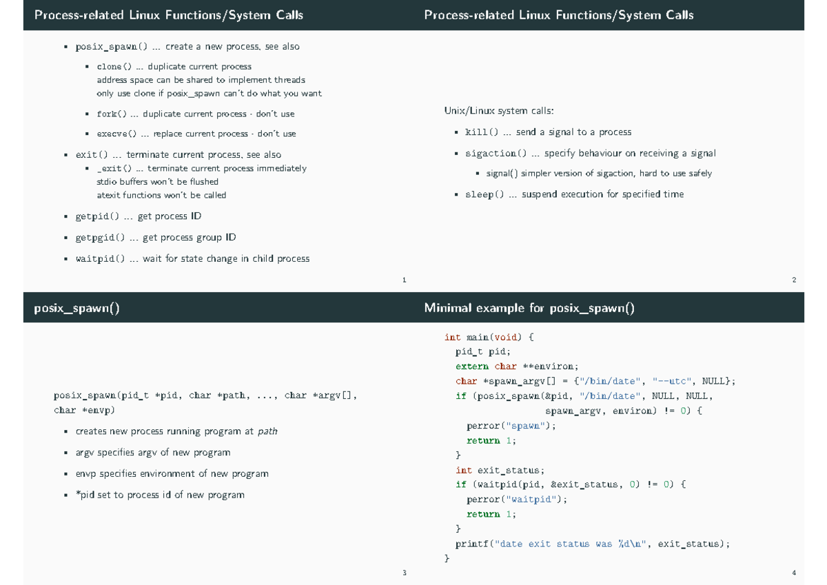 Processes - Lecture notes 11 - Process-related Linux Functions/System ...