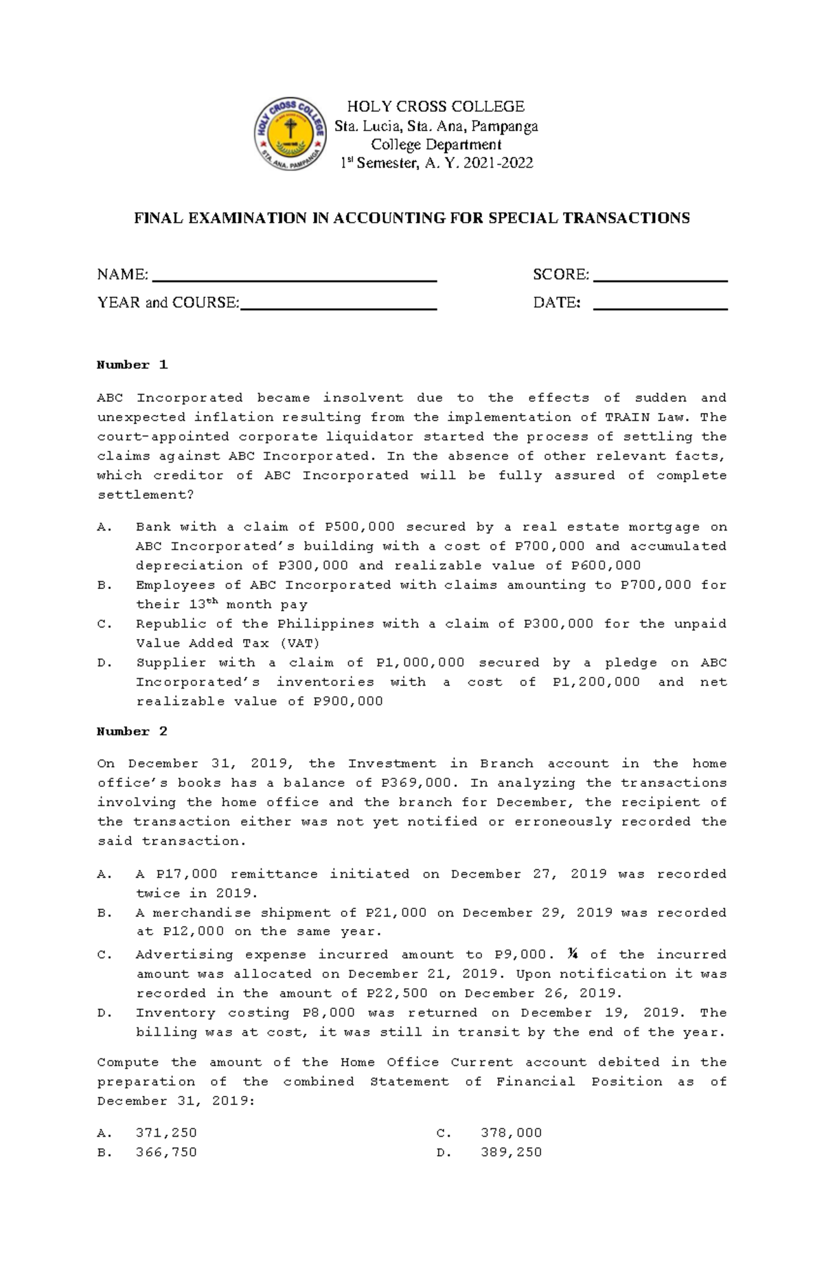 Final-Examination-AST Case 3 international trade and business - HOLY ...