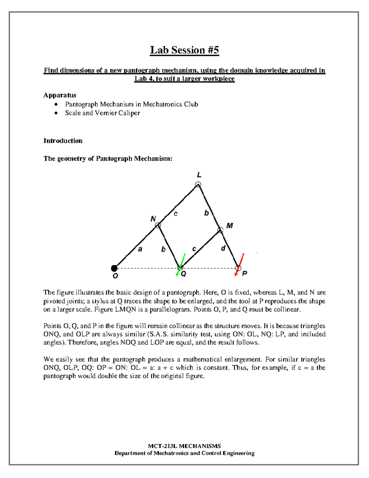 Lab Manual 05 MCT 213L MECHANISMS Lab Session Find Dimensions Of A lab-manual-05-mct-213l-mechanisms-lab-session-find-dimensions-of-a
