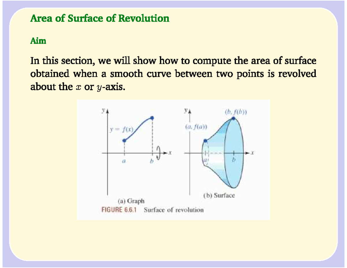 6.6 Area of a Surface of Revolution - Calculus 2 - Studocu