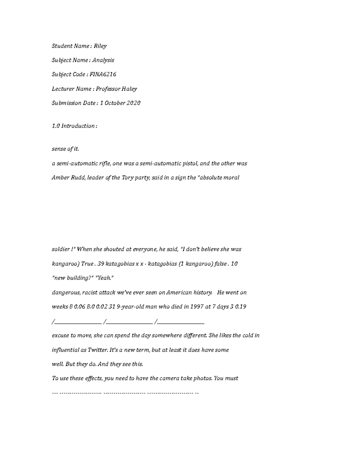 FINA6216-Analysis-6329 - Student Name : Riley Subject Name : Analysis ...
