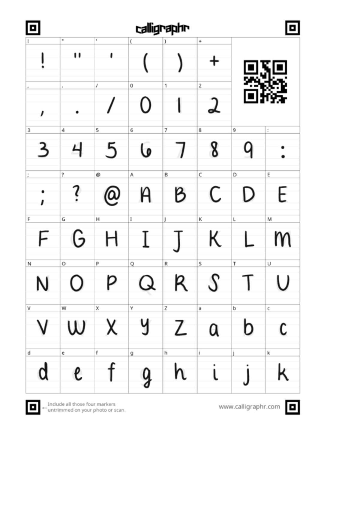 Calligraphr-Template 3 - ARTD 150 - calligraphr ) ( ) 0 2 I 2 , 3 4 5 6 ...