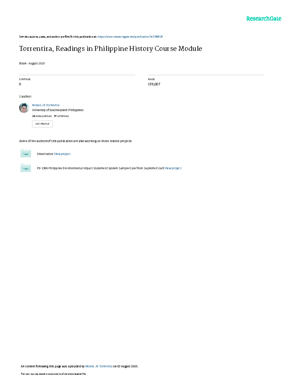 Torrentira-Course Modulein GE 216Readingsin Philippine History-Research Gate - See discussions ...