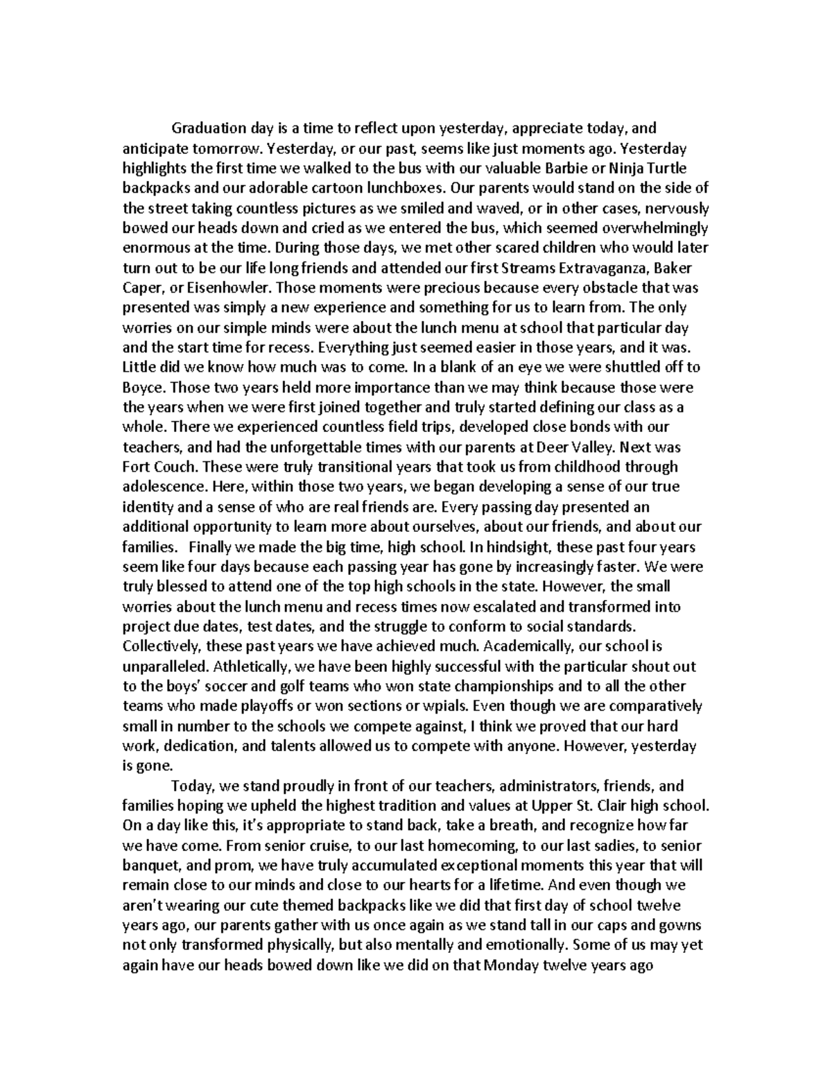 Sample Graduation Welcome Speech - Graduation day is a time to reflect ...