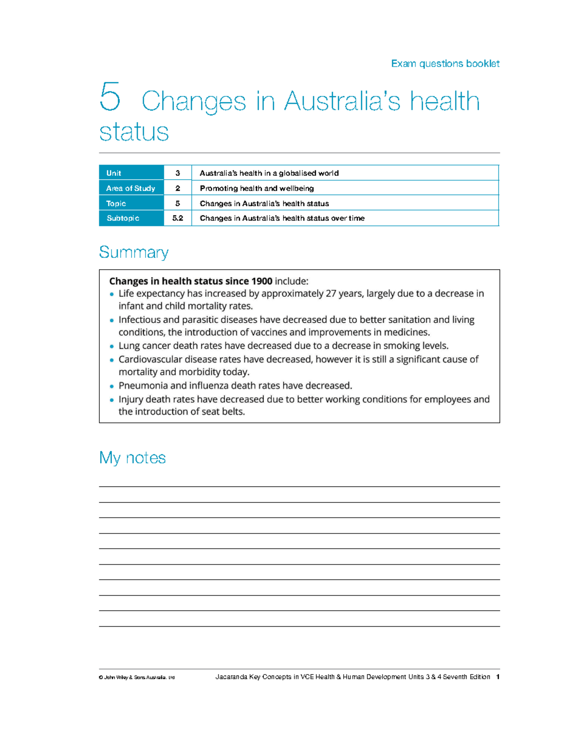 tlm vs 7stages 78 - Exam questions booklet 5 Changes in Australia’s ...