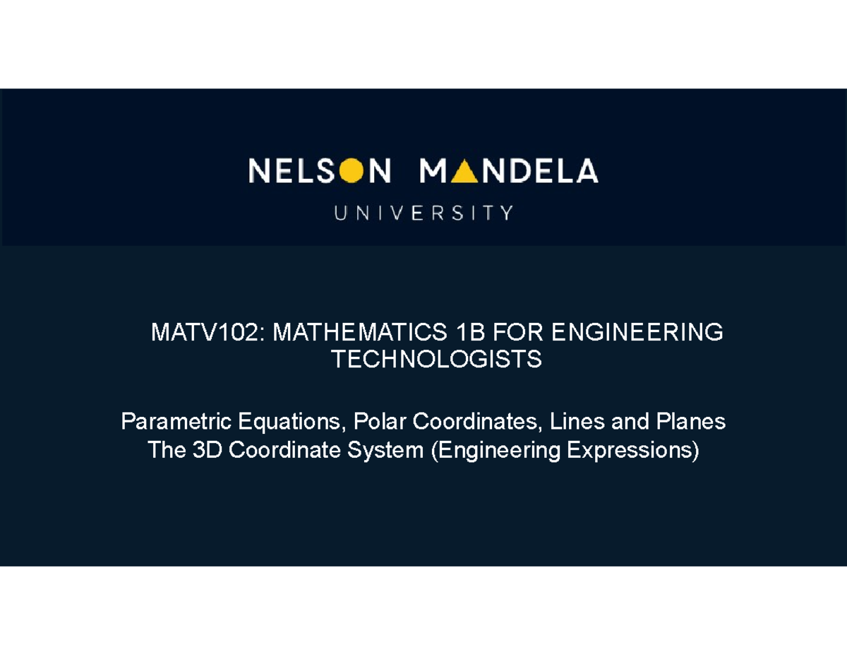 Three Dimensional Cartesian Coordinate System - MATV102: MATHEMATICS 1B ...